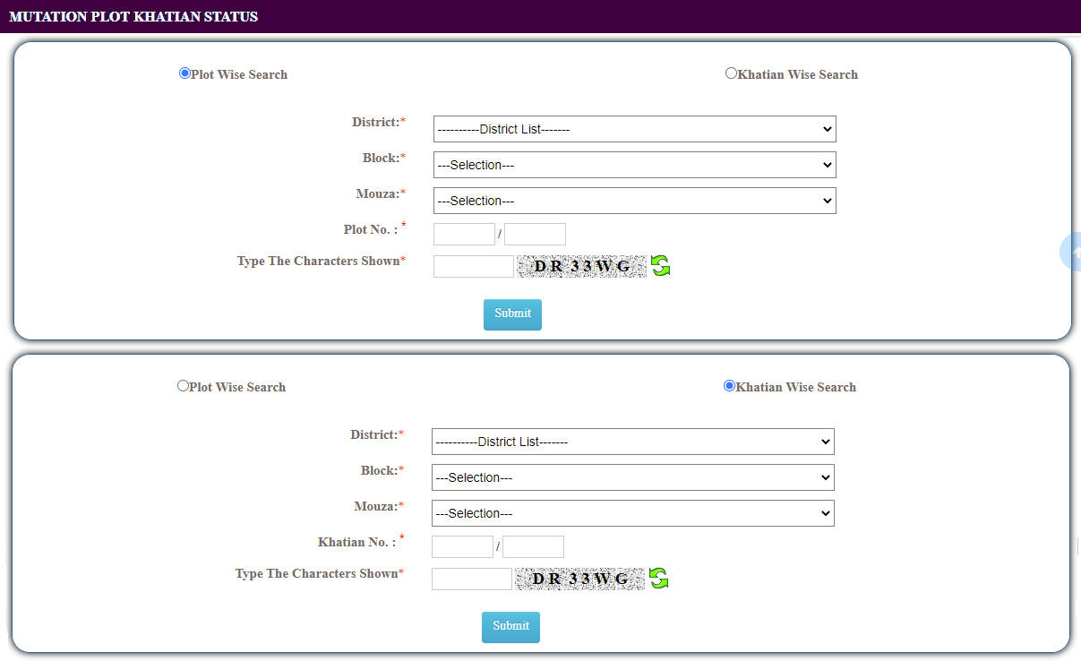 Mutation Plot Khatian Status Service at banglarbhumi.gov.in