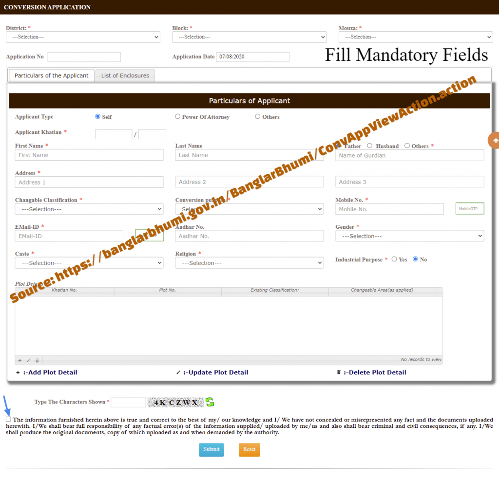 Banglarbhumi Land Conversion Application at banglarbhumi.gov.in