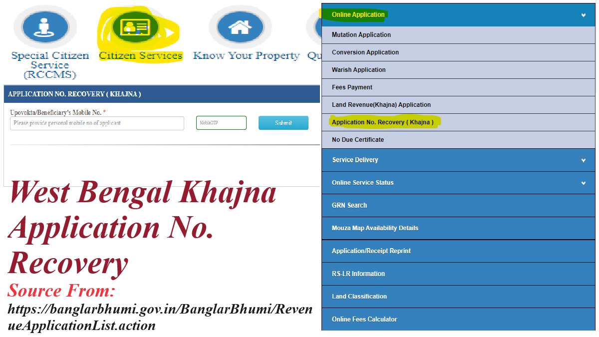 Khajna Application No Recovery WB at banglarbhumi.gov.in